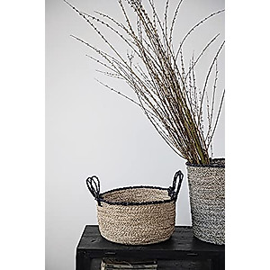Creative Co-Op S/2 Seagrass Basket, Natural & Black, 2