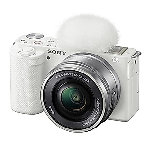 Sony ZV-E10 Mirrorless Camera with 16-50mm Lens, White with E 55-210mm f/4.5-6.3 OSS E-Mount Lens