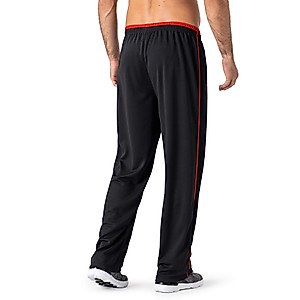 MAGNIVIT Sport Pants for Men Loose fit Warm Up Baggy Sweatpants with Zipper Pockets Black/Red