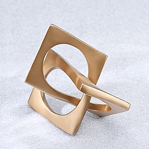 Modern Geometric Sculpture Gold Knot Statue Decor, Home Gold Bookcase Centerpiece jax Decorative, Geometric Tabletop Sculpture and Figurines, For Golden Home Decor Accent, Cube Decorative Ornaments