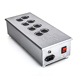 Viborg VM80 AC Power Filter - Amp HiFi Power Surge Protector - US Power Conditioner - 8 Ways Power Socket - Audiophile 8 Outlet Power Strip with Flat Plug - 3 Prongs - Grounded - 5FT Power Cord