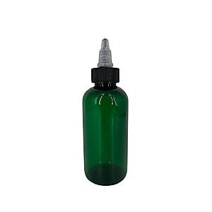 Natural Farms 4 oz Green Boston Plastic Bottles -12 Pack Empty Bottle Refillable - BPA Free - Essential Oils - Aromatherapy | Black/Natural Twist Top Cap - Made in the USA