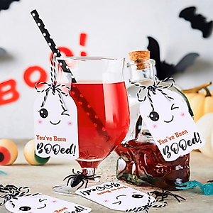 Tenceur 80 Pcs You've been Booed Halloween Tags with Rope, Ghost Boo Gift Tags for Presents Halloween Party Favor Tags Hanging Gift Label for Halloween Party Decoration, Trick or Treat Candy Boxes