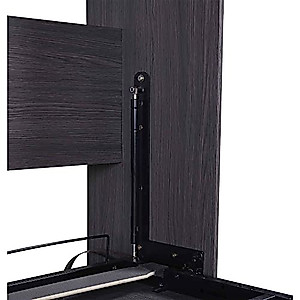 ATY Twin Size Murphy Bed with Wardrobe and Drawers, Wood Storage Bedframe Can be Folded into a Cabinet, Bedroom Furniture, Save Space Design, No Box Spring Required, Gray