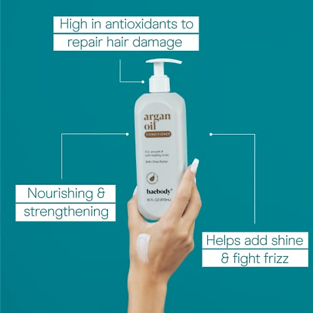 Baebody Argan Oil Conditioner for Damaged Hair, Nourishing Hair Conditioner for Women and Men, Moroccan Oil Conditioner for Hydrating Dry Hair, Sulfate-Free & Paraben-Free, 16 fl oz