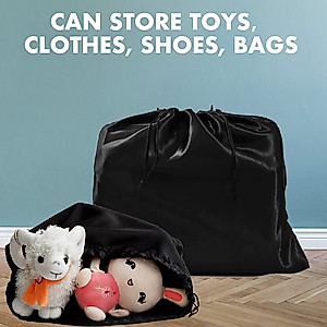 2 PCS Dust Cover Storage Bags Dust Bags for Handbags Large, Silk Drawstring Purse Storage Bag for Handbags Purses, Shoe Boots, Travel Organizer (Black + White, 23.6 * 19.6 in)