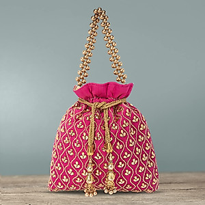 Aheli Indian Potli Bags for Women Evening Bag Clutch Ethnic Bride Purse with Drawstring (P27RP)