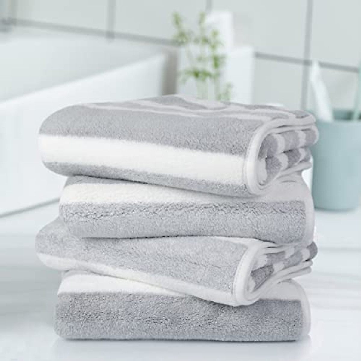 KinHwa Microfiber Hand Towels for Bathroom Soft and Absorbent Face Towels Grey Bathroom Hand Towels for Spa Hair Bath 30inchx16inch 4 Pack