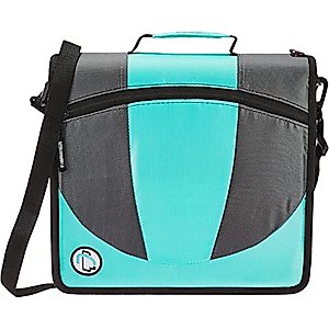 Case-it The Dual 2-in-1 Zipper Binder - Two 1.5 Inch D-Rings - Includes Pencil Pouch - Multiple Pockets - 600 Sheet Capacity - Comes with Shoulder Strap - Mint Blue Dual-101