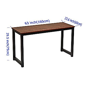 USHOW Computer Desk 63 inch Modern Sturdy Office Desk Study Writing Desk for Home Office (63 inch, Sandalwood)