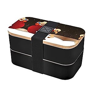 KOOLR Santa Claus Print Bento Box Adult Lunch Box With 2 Compartments Stackable For Work Picnic Leak Proof Bento Box