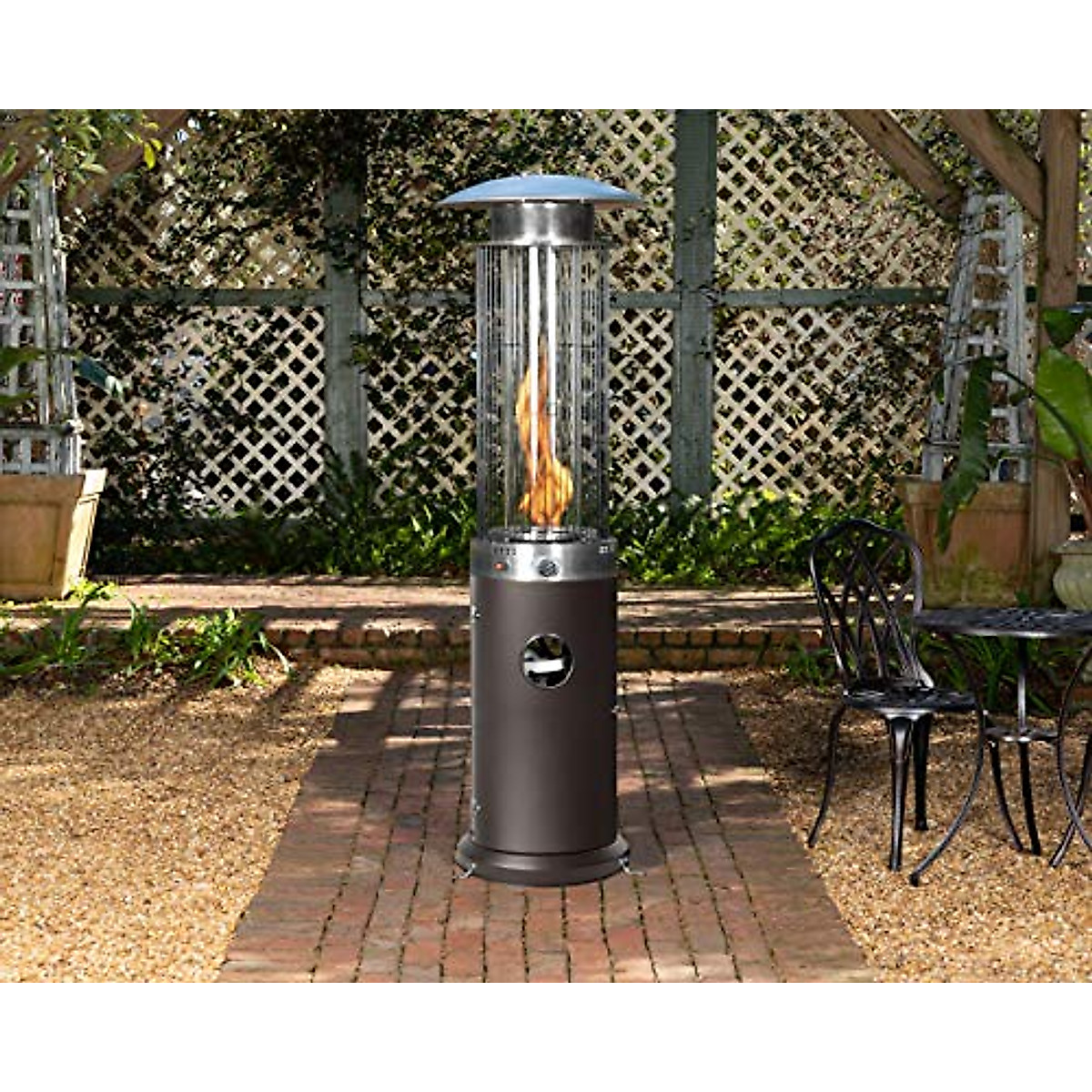 Golden Flame Resort Model 40,000 BTU Round Spiral-Flame Glass Tube Patio Heater with Rich-Mocha Finish (Propane)
