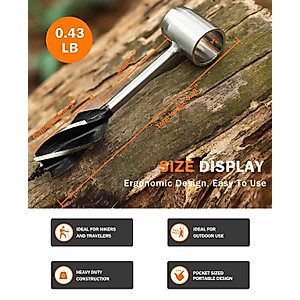 BURTOK Bushcraft Hand Auger Wrench, Heavy-Duty Scotch Eye Wood Auger, Hand Auger Wood Drill, Manual Hole Maker Multitool with Leather Case for Camping, Outdoor, Hiking