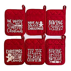 6PCS Christmas Pot Rack Baking Kit,Christmas Oven Mitts Ornament, Christmas Pot Holder Baking Kit,Kitchen Cooking Baking Gift for Friends Coworker Family