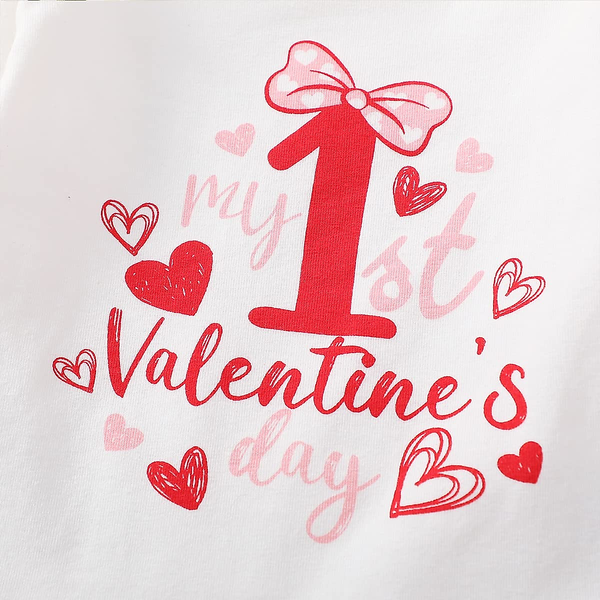 Aslaylme Newborn Girl Valentine Day Clothes Baby My 1st Valentine's Day Flare Pant Outfit (Red, 0-3 Months)