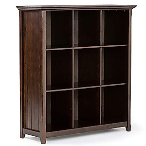 SIMPLIHOME Acadian SOLID WOOD 48 inch x 44 inch Rustic 9 Cube Bookcase and Storage Unit in Brunette Brown with 9 Shelves, for the Living Room, Study and Office