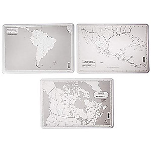 Painless Learning Educational Placemats South America Central America and Canada Maps Set Non Slip Washable