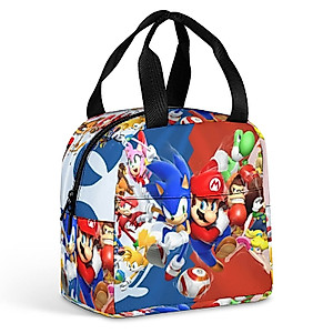 DINIBTU Kids School Lunch Box, Reusable Cute Lunch Bag Insulated Kids Cooler Tote Bag Multi-functional for Teen Boys Girls