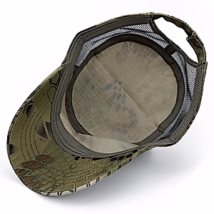 Rayna Fashion Mesh Snake Camouflage Camo Cadet Army Cap Adjustable USA American Flag Military Hat Flat Top Baseball Sun Cap Mandrake