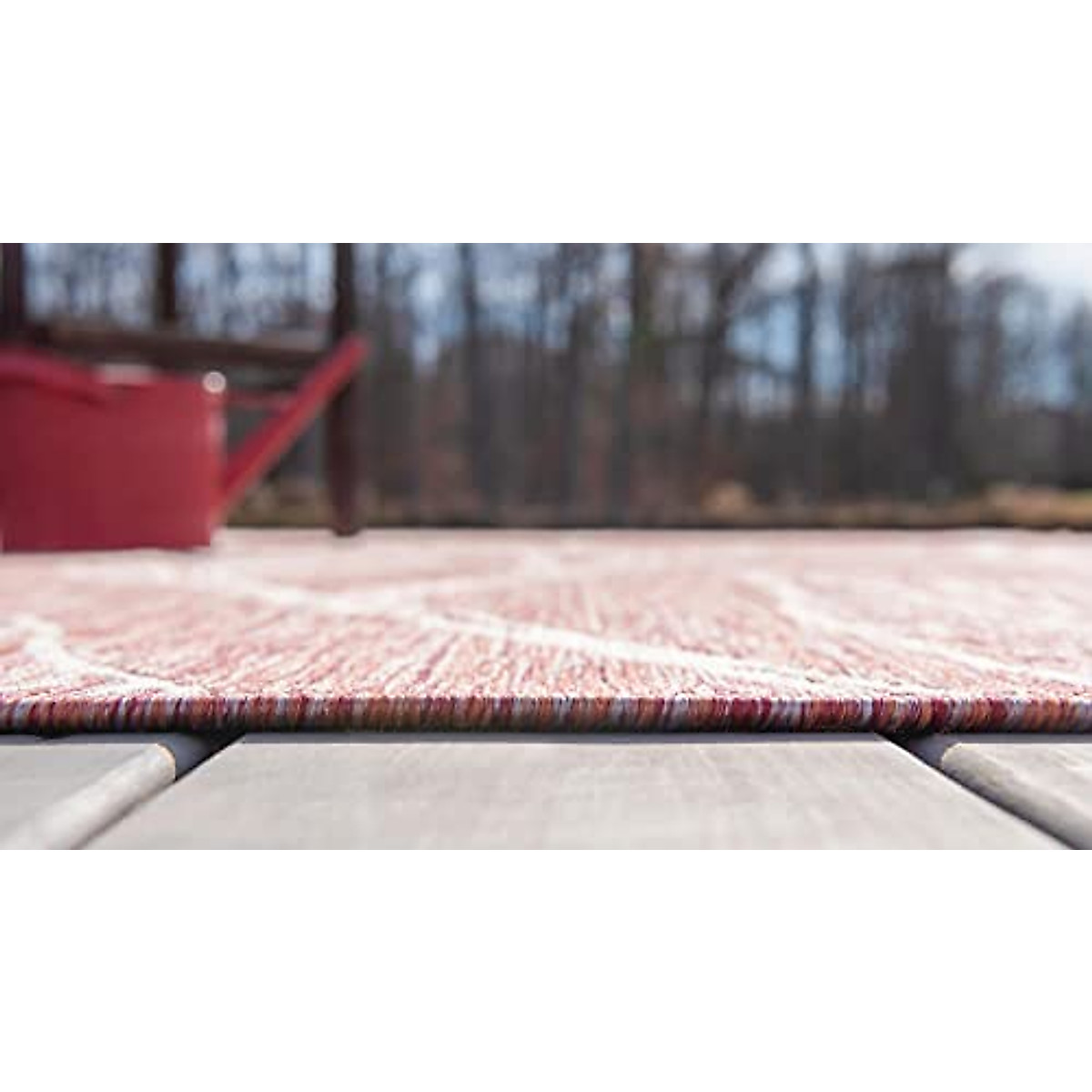 Unique Loom Outdoor Botanical Collection Area Rug - Leaf (5' 1" x 8' Rectangle, Rust Red/ Gray)