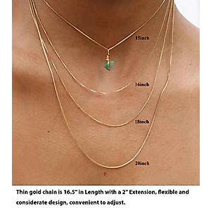 Vavily Minimalist Thin 18K Gold Chain Box Necklace Short Small Gold Chain Choker Necklaces for Women