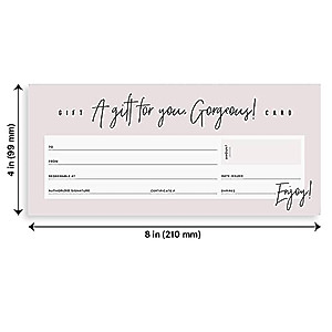 Bliss Collections Blank Gift Certificate, Hello Gorgeous, Card and Paper Vouchers for Small Businesses, Hair Salons, Beauty Bars, Restaurants, 4"x9" Heavyweight Cards (25 Certificates)