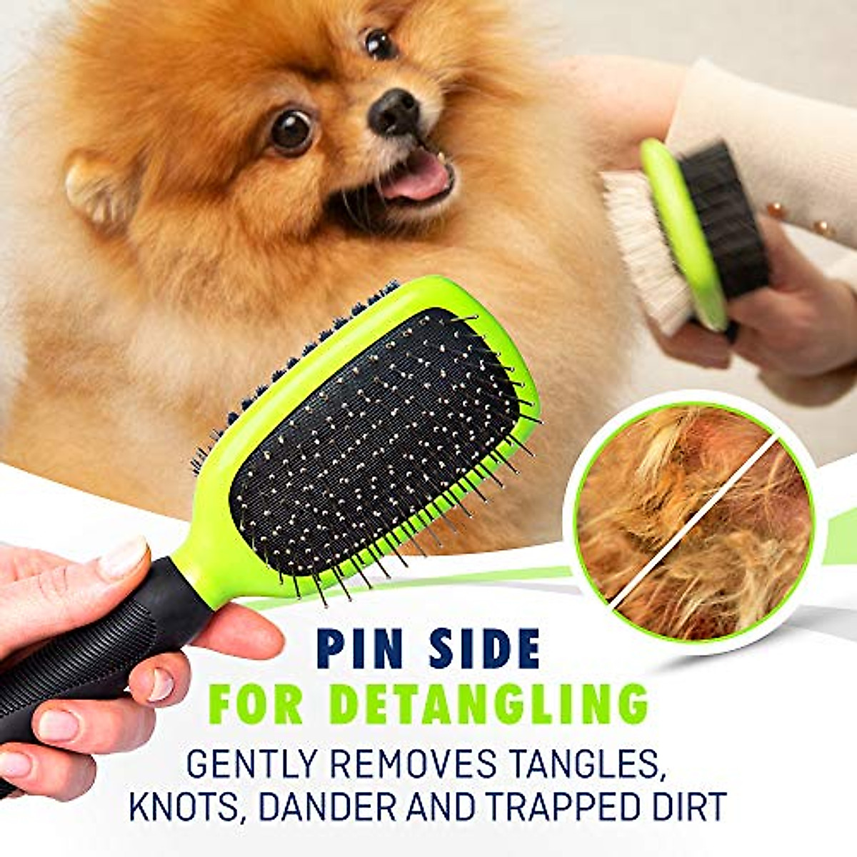 Rexipets Dog & Cat Brush & Comb Pet Grooming Set - Double Side (Small) - Ultimate Deshedding Tool - Lice And Flea Removing - Perfect Groomer's Tools - Strong Grip And Soft Bristles