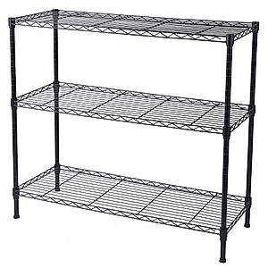 Volowoo 3/4/5-Shelf Adjustable, Heavy Duty Storage Shelving Unit (350 lbs Loading Capacity per Shelf), Steel Organizer Wire Rack for Restaurant, Pantry, Kitchen Garage (Black, 3-Tier)