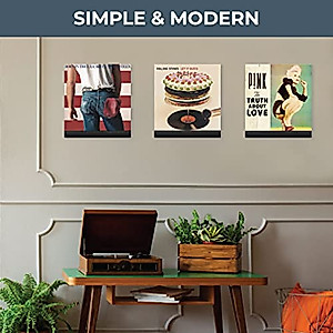 Crutello 6 Pack Vinyl Record Display Shelf - Black Wooden Wall Mounted Record Holder Shelf - Pack of 6