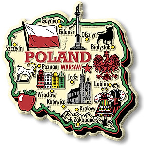Poland Jumbo Country Map Magnet by Classic Magnets, Collectible Souvenirs Made in The USA