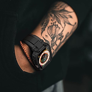 amBand Bands Case Screen Protector Compatible with Apple Watch Ultra 2/1 49mm for Men, M1 Sport Series Rugged Cover Strap and 9H Tempered Glass, Military Protective Bumper for iWatch 49 mm Men Black