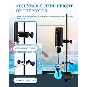 Crispaire Electric Overhead Stirrer Max.40L LCD Digital Lab Mixer 10000mPa.s Time and Speed Adjustable Stirring Rod Included 100-2000RPM 120W