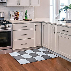 MINISO Kitchen Mat Cushioned Anti-Fatigue Rug, 17"x 30", Non-Slip & Waterproof, Heavy Duty PVC Ergonomic Comfort Mat for Kitchen, Home, Office, Laundry, Black