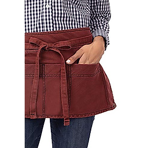 Chef Works Unisex Uptown Waist Apron, Red Navy, One Size