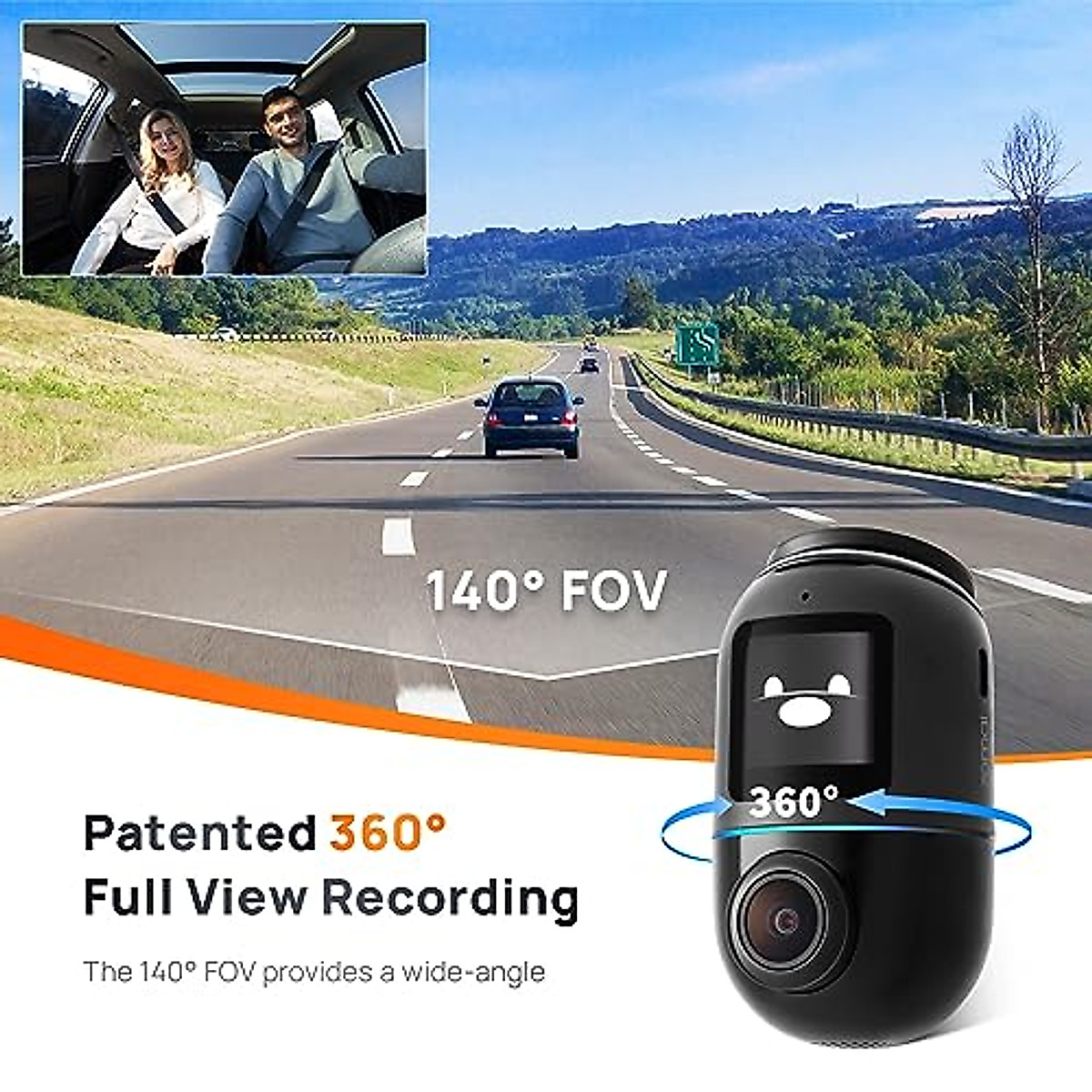 70mai Dash Cam Omni, 360° Rotating, Superior Night Vision,Built-in 128GB eMMC Storage, Time-Lapse Recording, 24H Parking Mode, AI Motion Detection, 1080P Full HD, Built-in GPS, App Control