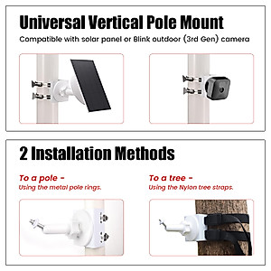 Zivif 3W Solar Panel Compatible with Blink Outdoor (3rd Gen) & Blink XT2/XT Camera, IP66 Waterproof Solar Panel Charger with 9.84ft Power Cable, USB Solar Panel Built-in Battery & Rubber Plug