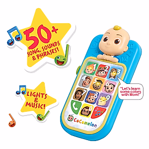 CoComelon JJ’s First Learning Toy Phone for Kids, Lights, Sounds, Music, Letters, Numbers, Colors, Shapes, and Weather, Kids Toys for Ages 18 Month by Just Play