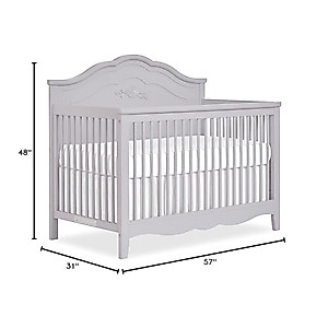 SweetPea Baby Rose 4-in-1 Convertible Crib in Silver Shimmer, Baby Crib with Spindles, Greenguard Gold Certified, Easy Assembly, Sustainable New Zealand Pinewood