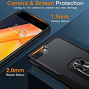 Nineasy for iPhone 8 Plus Case, [4 in 1] iPhone 7 Plus Case with[2Pcs 9H Glass Screen Protector] Built-in[360° Ring Stand] [10FT Military Dropproof] Shockproof Phone Case for iPhone 8 Plus/7 Plus 5.5"