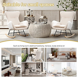 GEEVIVO Teddy Velvet Rocking Chair, Upholstered Accent Glider Rocker for Baby Nursery, Comfy Armchair Side Chair with High Backrest for Living Room, Bedroom (Gray, Teddy Velvet)