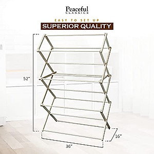 Peaceful Classics Wooden Laundry Rack - Amish Handmade Wooden Clothes Drying Rack - Foldable Drying Rack for Towel, Blanket, Linen Household Essentials - for Indoor Or Outdoor Use (52" x 36" x 16")
