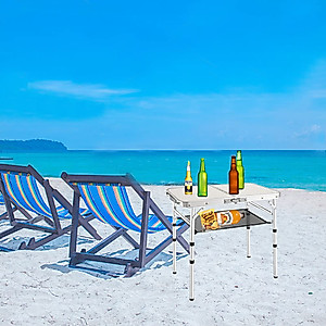 YYGDOBS Portable Folding Table 24"x16" - Aluminum Small Picnic Camping Table Lightweight Side Table for Indoor Outdoor Garden Van Truck RV(3 Adjustable Heights 10"/19"/24")