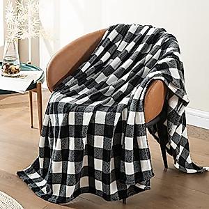 BEDELITE Fleece Throw Blanket for Couch Sofa Bed, Buffalo Plaid Decor Black and White Checkered Blanket, Cozy Fuzzy Soft Lightweight Warm Blankets for Spring and Summer