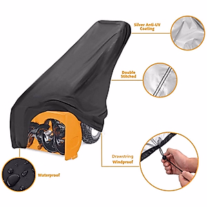 UCARE Snow Thrower Cover Waterproof Dustproof Snow Blower Covers for Most Electric Two-Stage Snow Throwers (M: 47.24x31.89x40.16 in/ 120x81x102 cm)