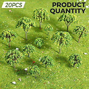 Yetaha 20PCS Mini Fairy Garden Model Trees, Miniature Plant Ornament Models Green Diorama Supplies for DIY Craft Train Landscape Railroad Scenery Sand Military Layout Model War Gaming Terrain