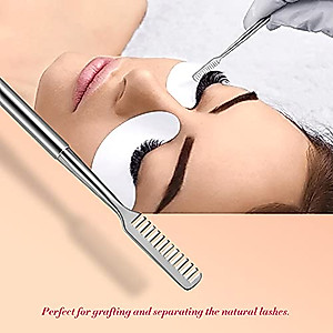 FVION 2 in 1 Eye Lash Lift Tool – Stainless Steel Eyelash Separator Tool for Eyelash Eyebrow Perming Tinting, Metal Lash Lift Rods Tools for Curling Extensions, Precision Lash Comb - Silver