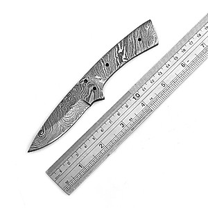 ColdLand Damascus Steel Knife Blanks Blade for Knife Making 6" Handmade DIY Knives Making Blades - Hand Forged Knife Blanks Full Tang Skinner Blank Knife Making Supplies - Grey NB125