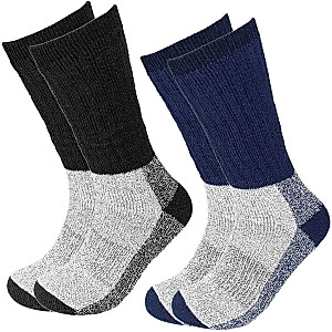 Diamond Star Merino Wool Socks 6 Pairs Thermal Socks Insulated for Cold Weather Winter Socks For Men & Women 10-13 (2 Black, 2 Navy, 2 Grey)