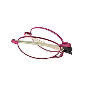 Foster Grant Women's Gideon Rectangular Reading Glasses, Magenta/Transparent, 64 mm, +2.50