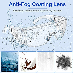 Queekay Safety Glasses over Eyeglasses Anti Dust Impact Scratch Safety Goggles for Men Women Nurses Workers Architect Lab(20 Pairs)